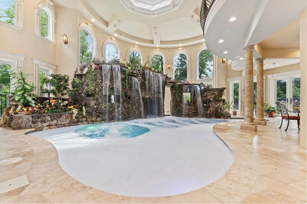 Inside an Extravagant Saddle River Mansion With an Indoor Waterfall ...
